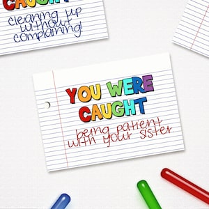 You Were Caught Cards, Student Kindness Cards From Teachers, Printable ...