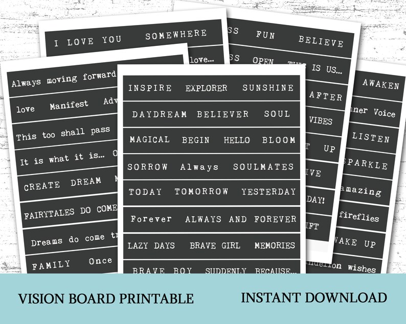 Printable Vision Board Kit Dream Board Words Scrapbooking | Etsy