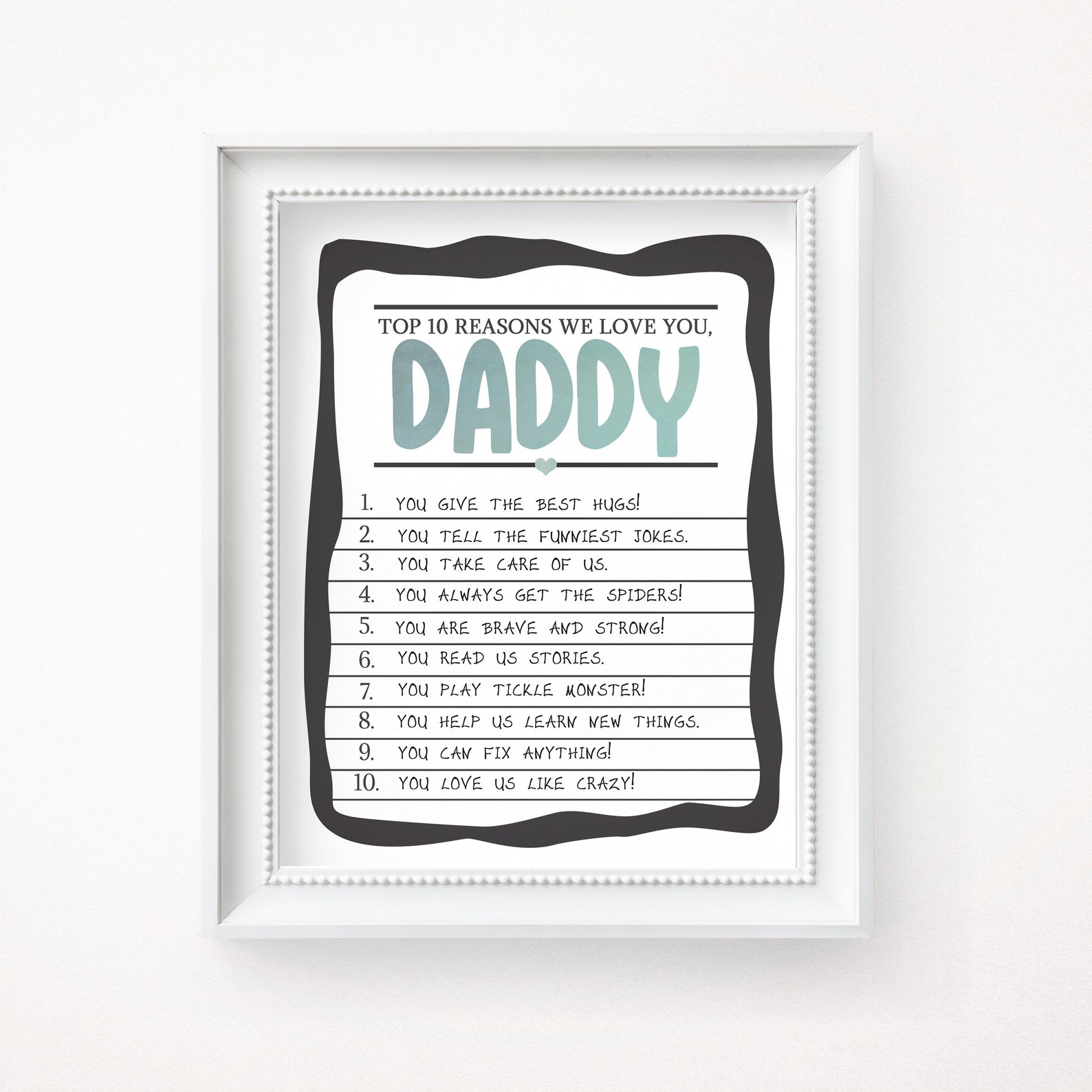 Daddy Top 10 List, Ten Reasons I Love You, Fathers Day Gift From ...
