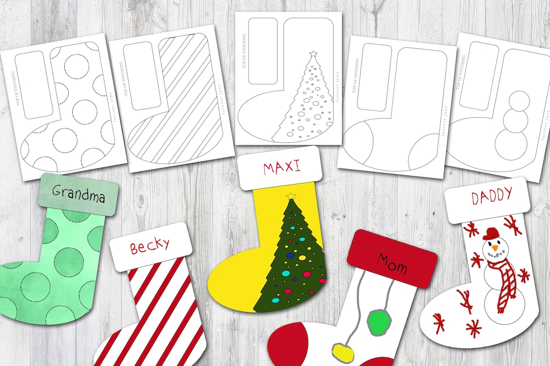 Printable Christmas Crafts for Kids, Stocking Template, Kindergarten ...