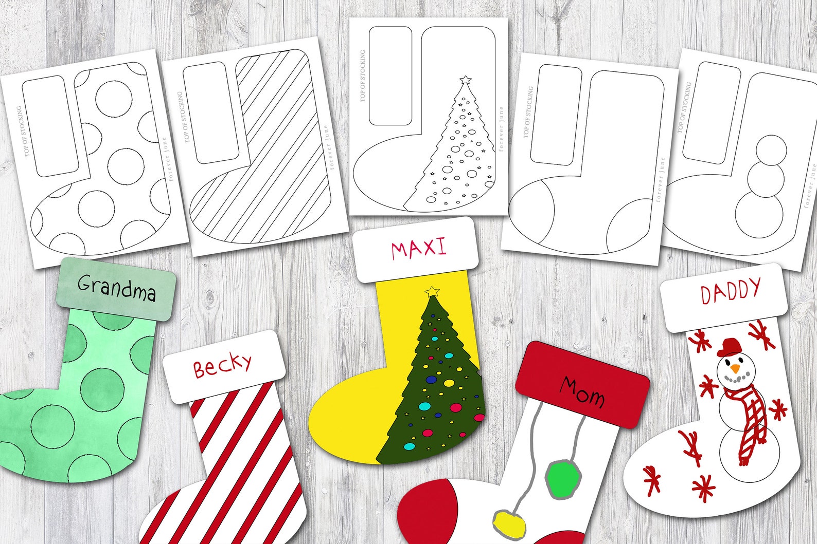 Printable Christmas Crafts for Kids, Stocking Template, Kindergarten ...
