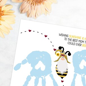 Handprint Gift for Mom From Son, Bee Gnome Art, Kids Mothers Day Crafts ...