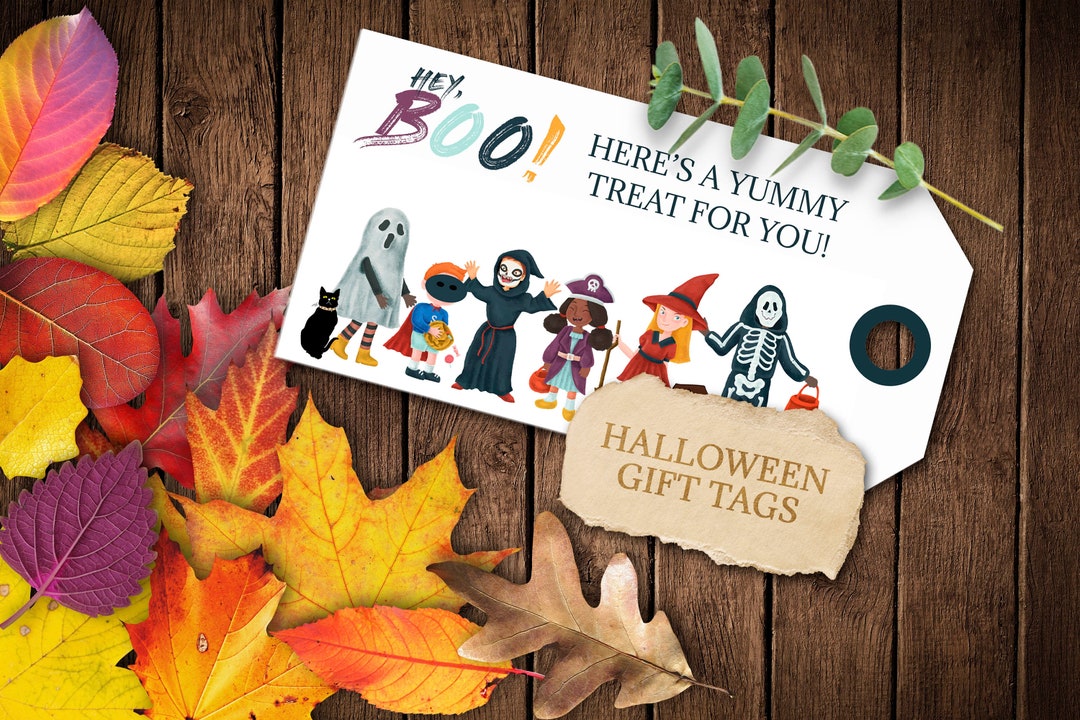 Printable Halloween Gift Tags, Kids Goody Bag Notes, Trick or Treat ...