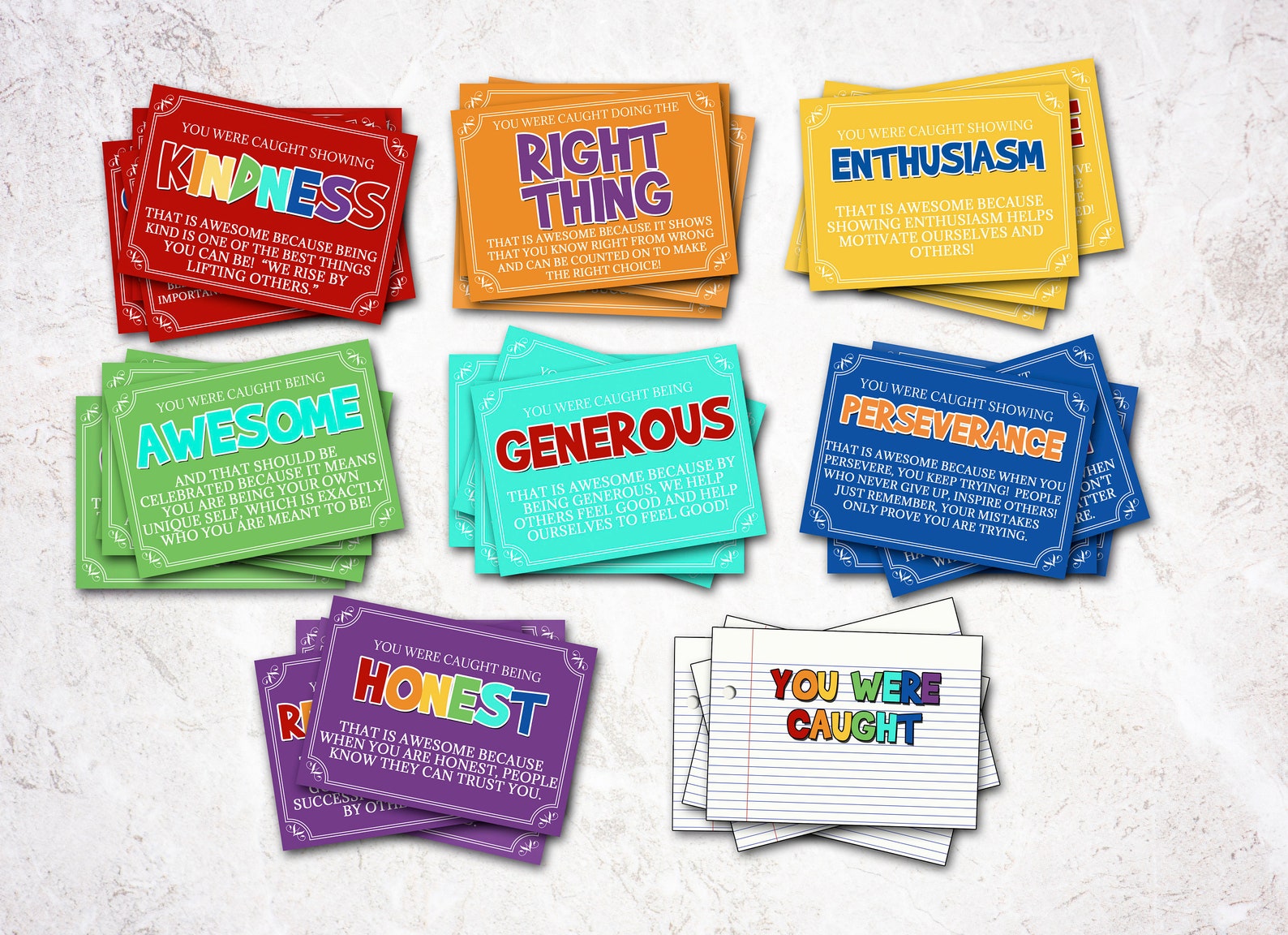 You Were Caught Cards, Student Kindness Cards From Teachers, Printable ...