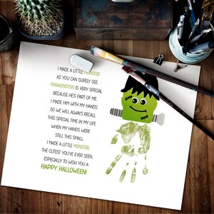 Kids DIY Halloween Handprint Art, Frankenstein Monster Craft & Poem ...