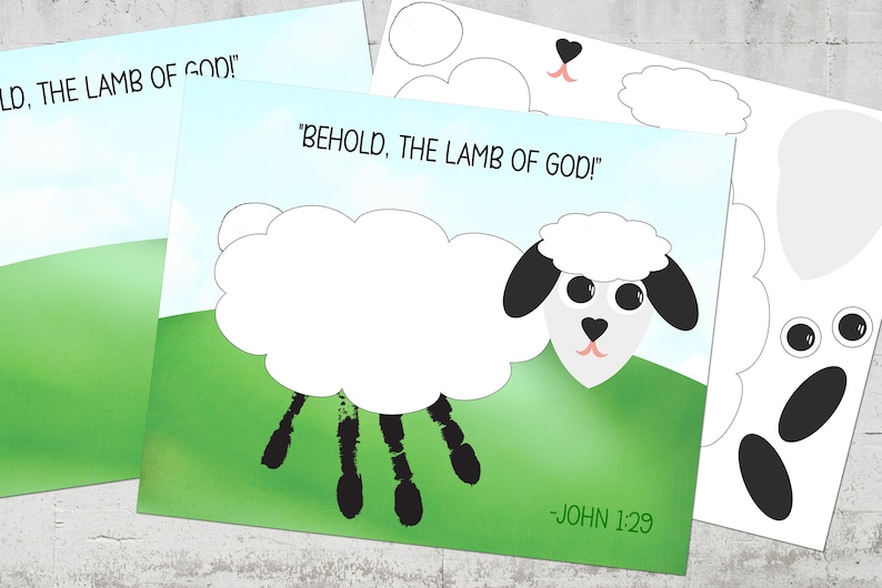Easter Handprint Craft, Printable Lamb of God Passover Card, Religious ...