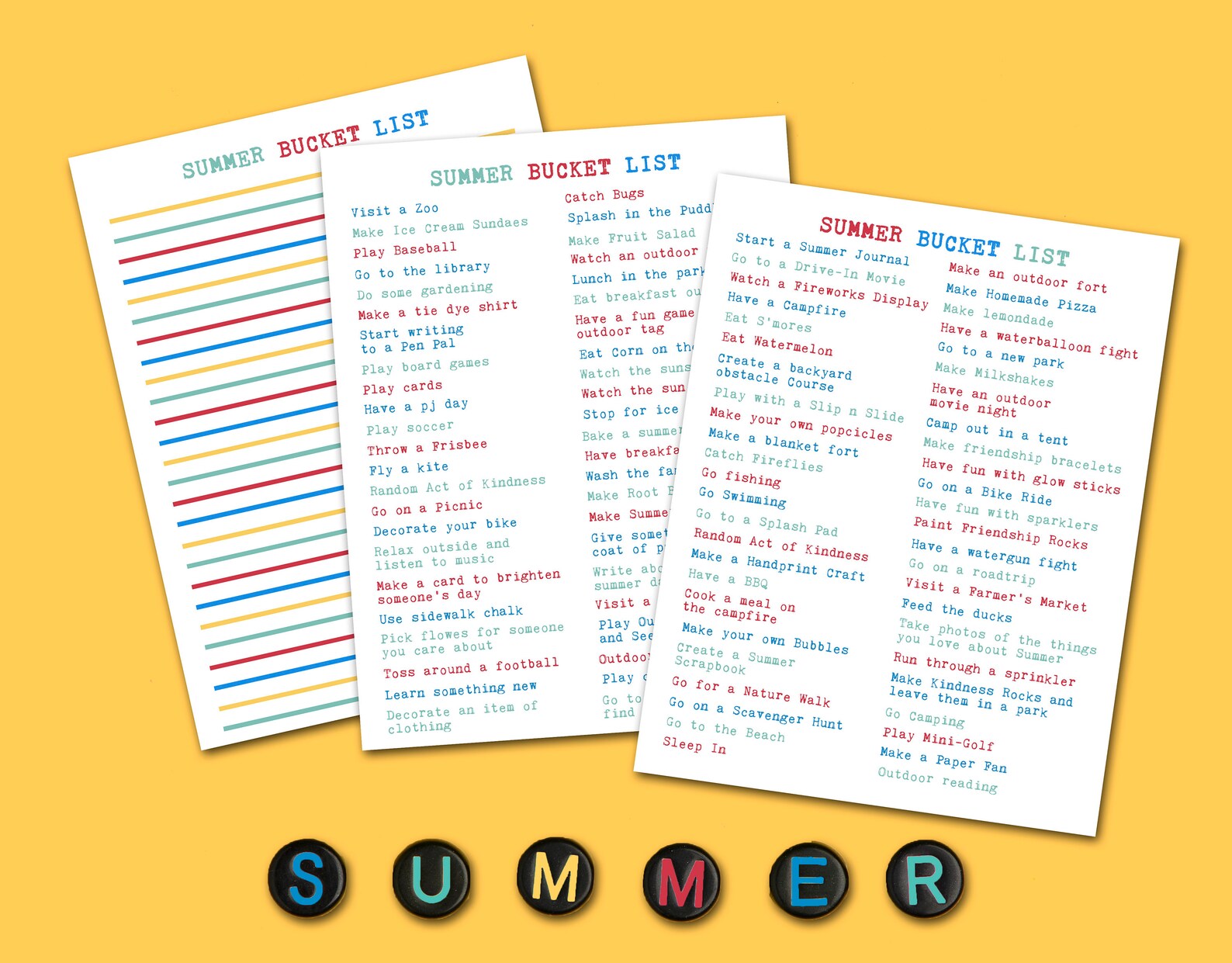 Summer Bucket List Printable, Things to Do in Summertime Checklist ...