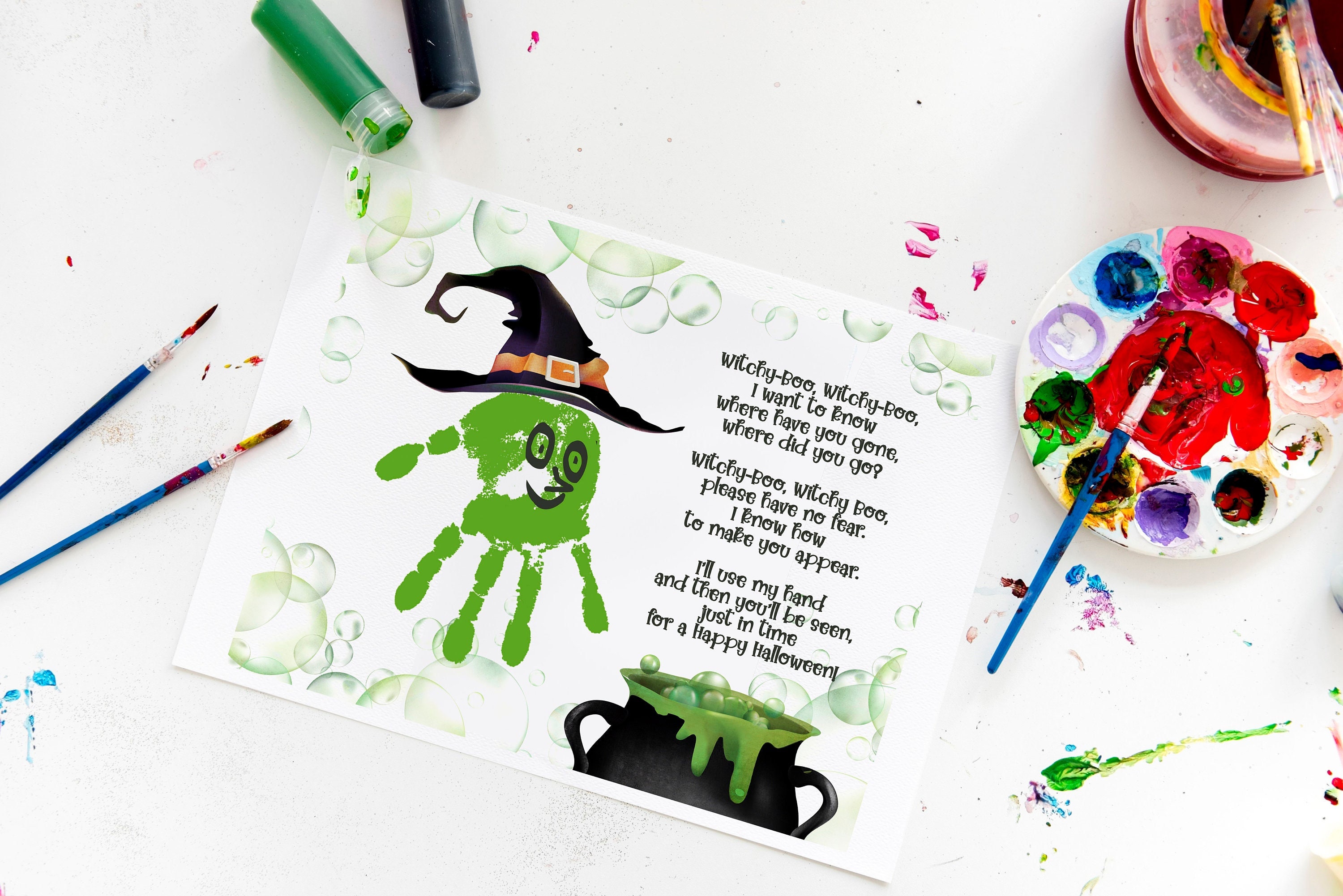 Halloween Handprint Craft DIY Witch Crafts for Kids With | Etsy