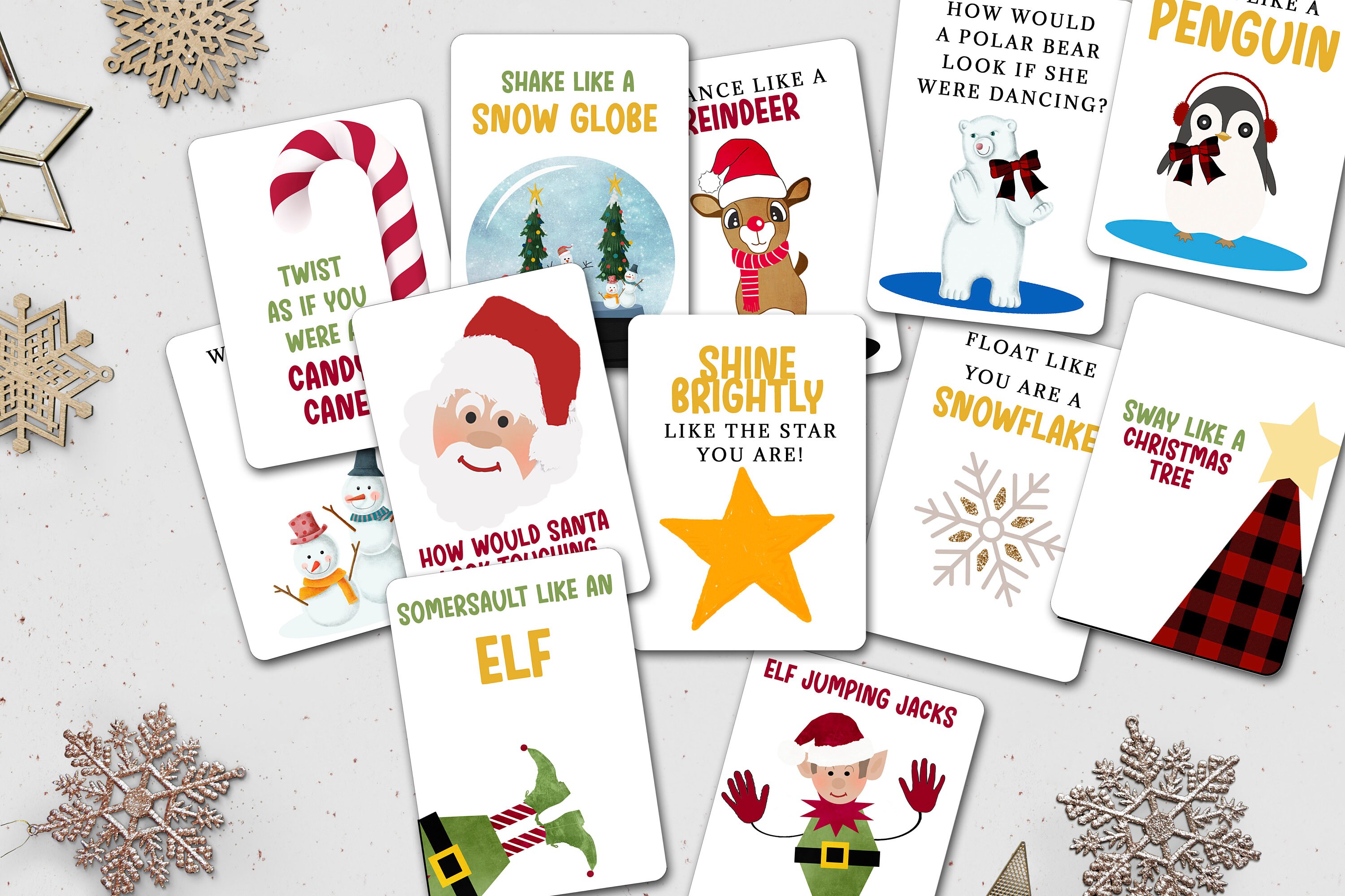 Winter Movement Cards Preschool Activity Christmas Action - Etsy