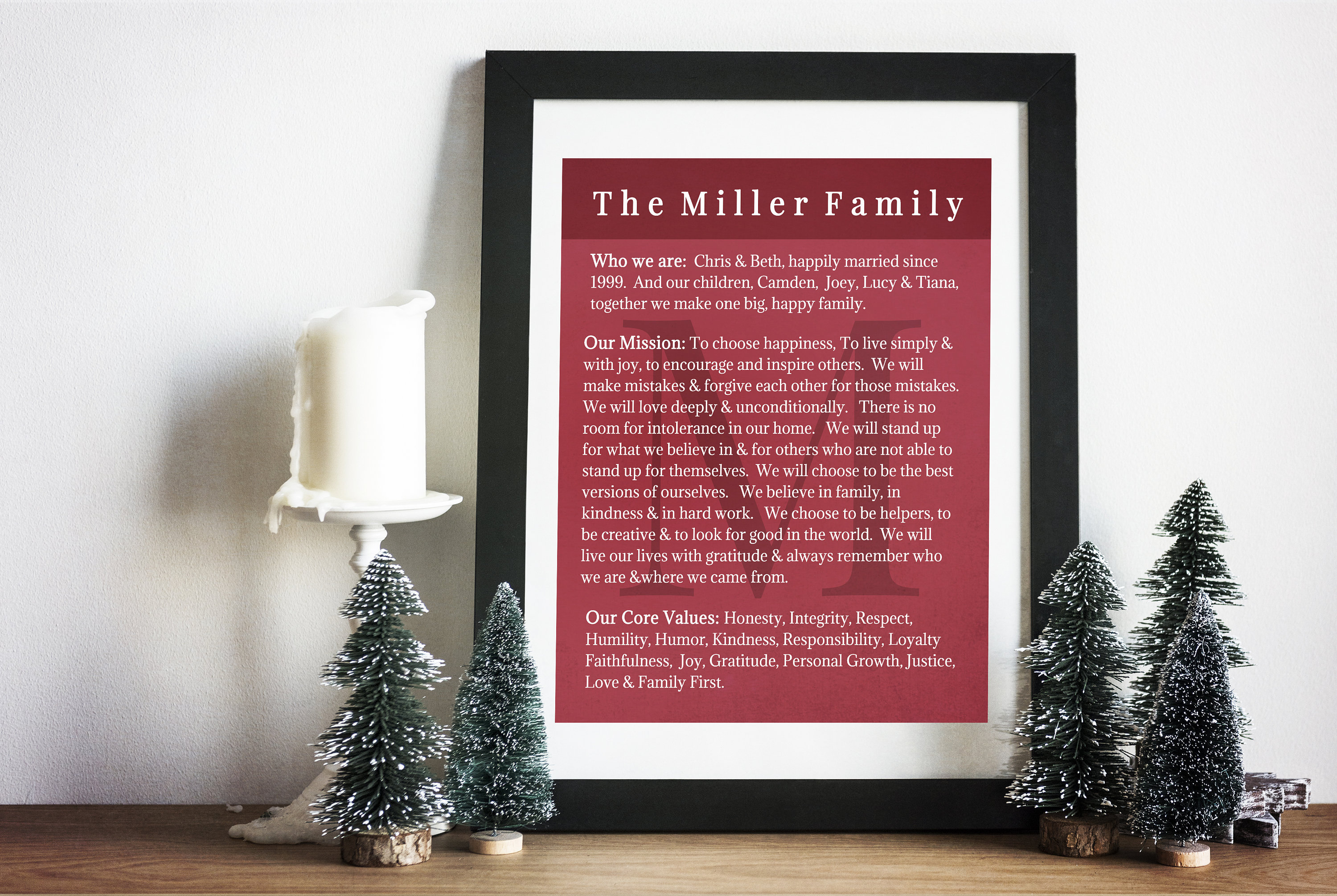 Personalized Family Mission Statement, Printable Family Rules, Unique ...