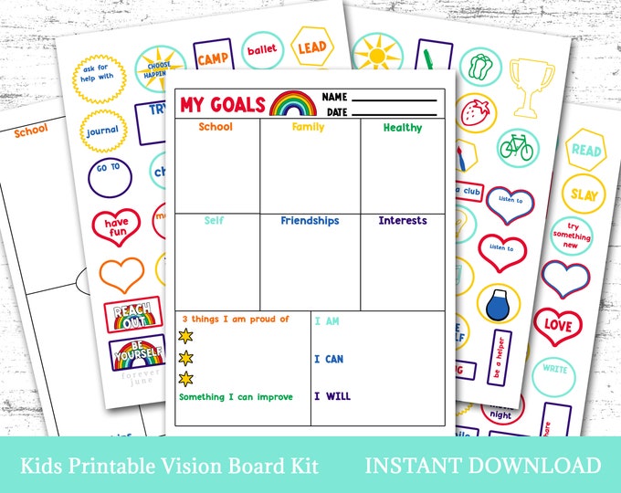 Vision Board Printables for Women, Positive Quote Cards for Teenage ...