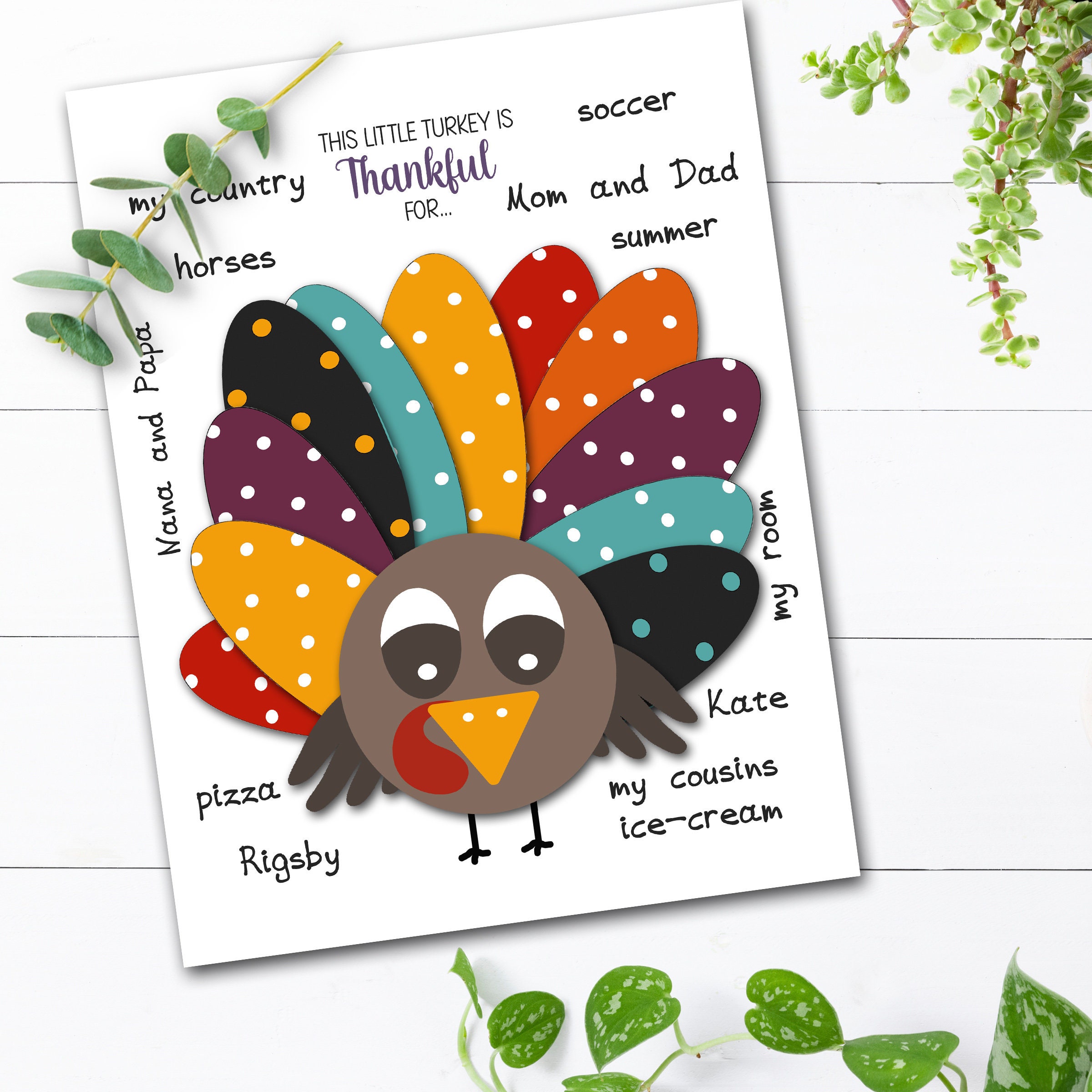 DIY Turkey Craft Kids DIY Thanksgiving Activity Gratitude - Etsy