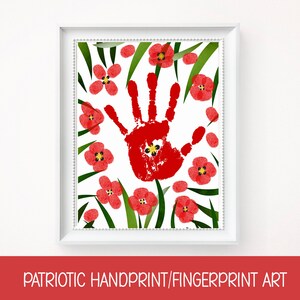 Remembrance Day Craft, Kids DIY Handprint Art, Memorial Day Activity ...