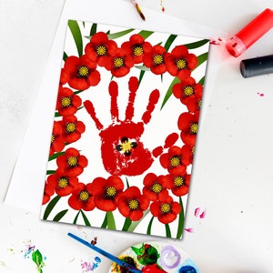 Remembrance Day Craft Kids DIY Handprint Art Poppy Poster - Etsy Canada
