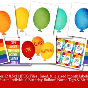 Class Birthday Display, Printable Classroom Decor, Birthday Board ...