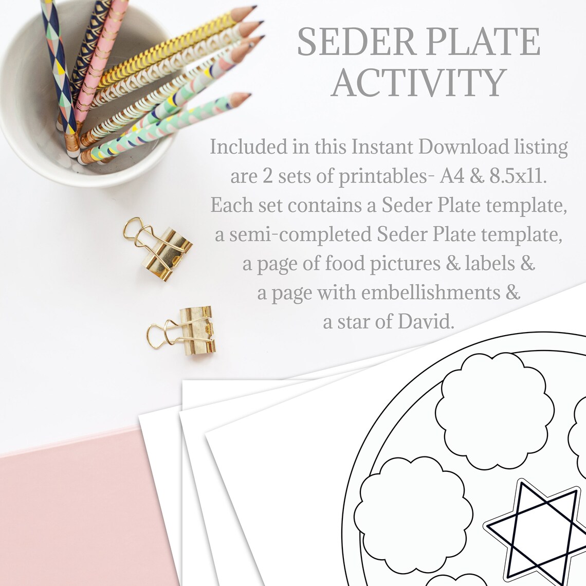 Seder Plate Activity for Kids Passover Colouring Pages DIY - Etsy