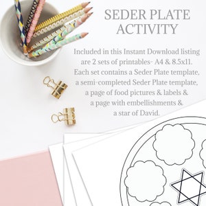 Seder Plate Activity for Kids, Passover Colouring Pages, DIY Jewish ...