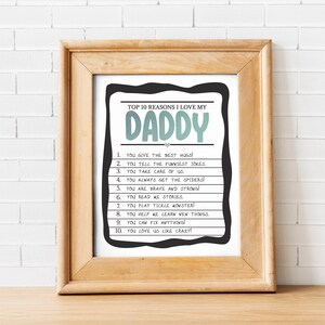 Daddy Top 10 List, Ten Reasons I Love You, Fathers Day Gift From ...