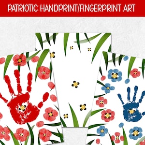 Remembrance Day Craft, Kids DIY Handprint Art, Memorial Day Activity ...