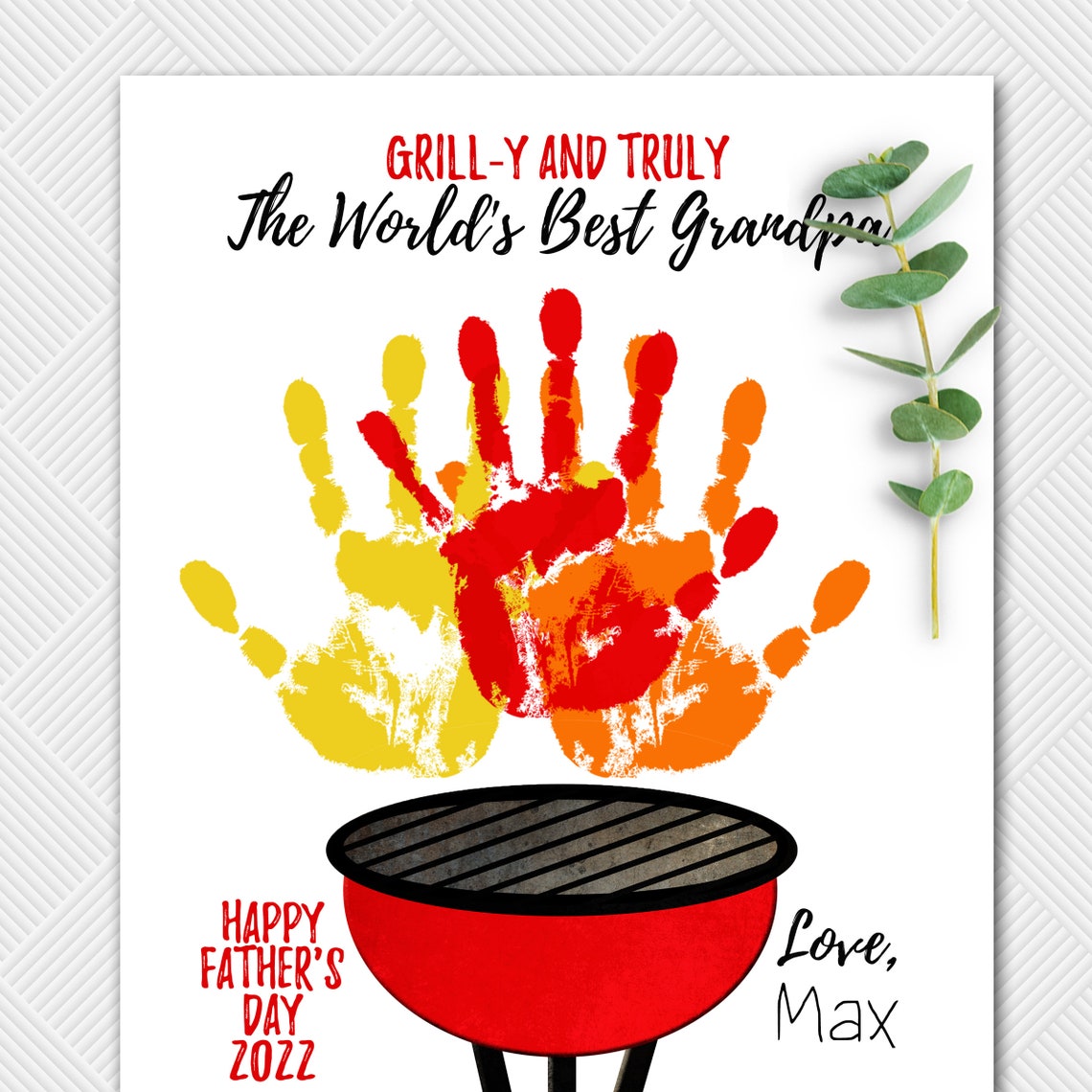Fathers Day Handprint Gift for Grandpa From Grandkids - Etsy