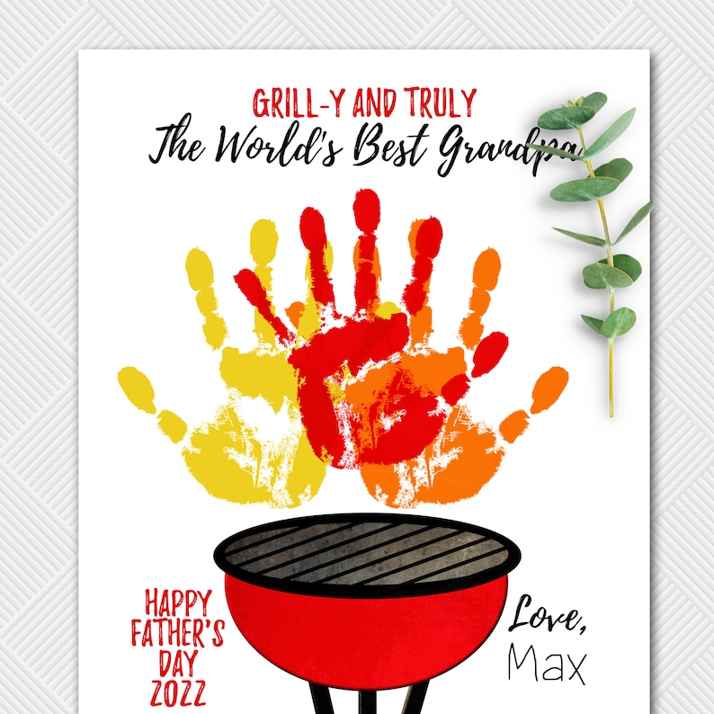 Father's Day Handprint Grill Gift for Grandpa: Kids DIY Craft (digital ...