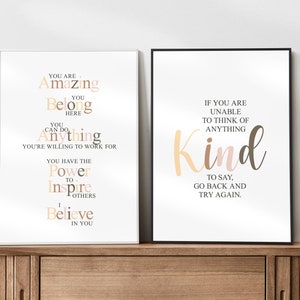 Set of 5 Kindness Posters Printable Wall Art With - Etsy Canada