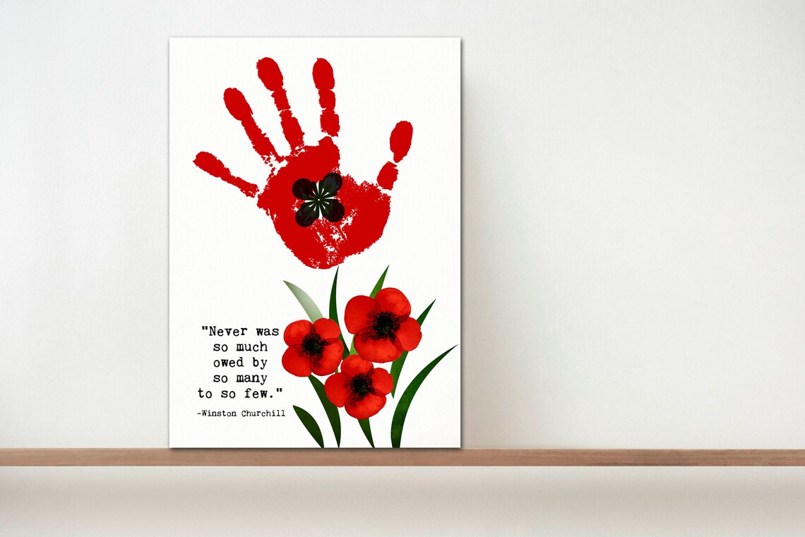 Remembrance Day Classroom Decor Kids Handprint Craft Poppy - Etsy