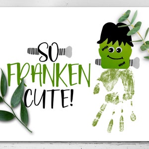 Frankenstein Handprint Art, DIY Halloween Crafts for Kids, Kindergarten ...
