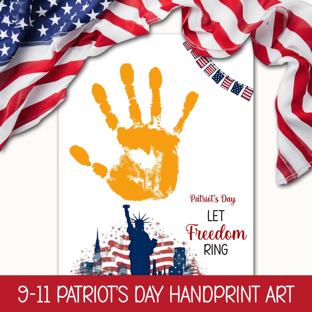 Patriot's Day Craft Template - September 11th Handprint Art 9-11 ...