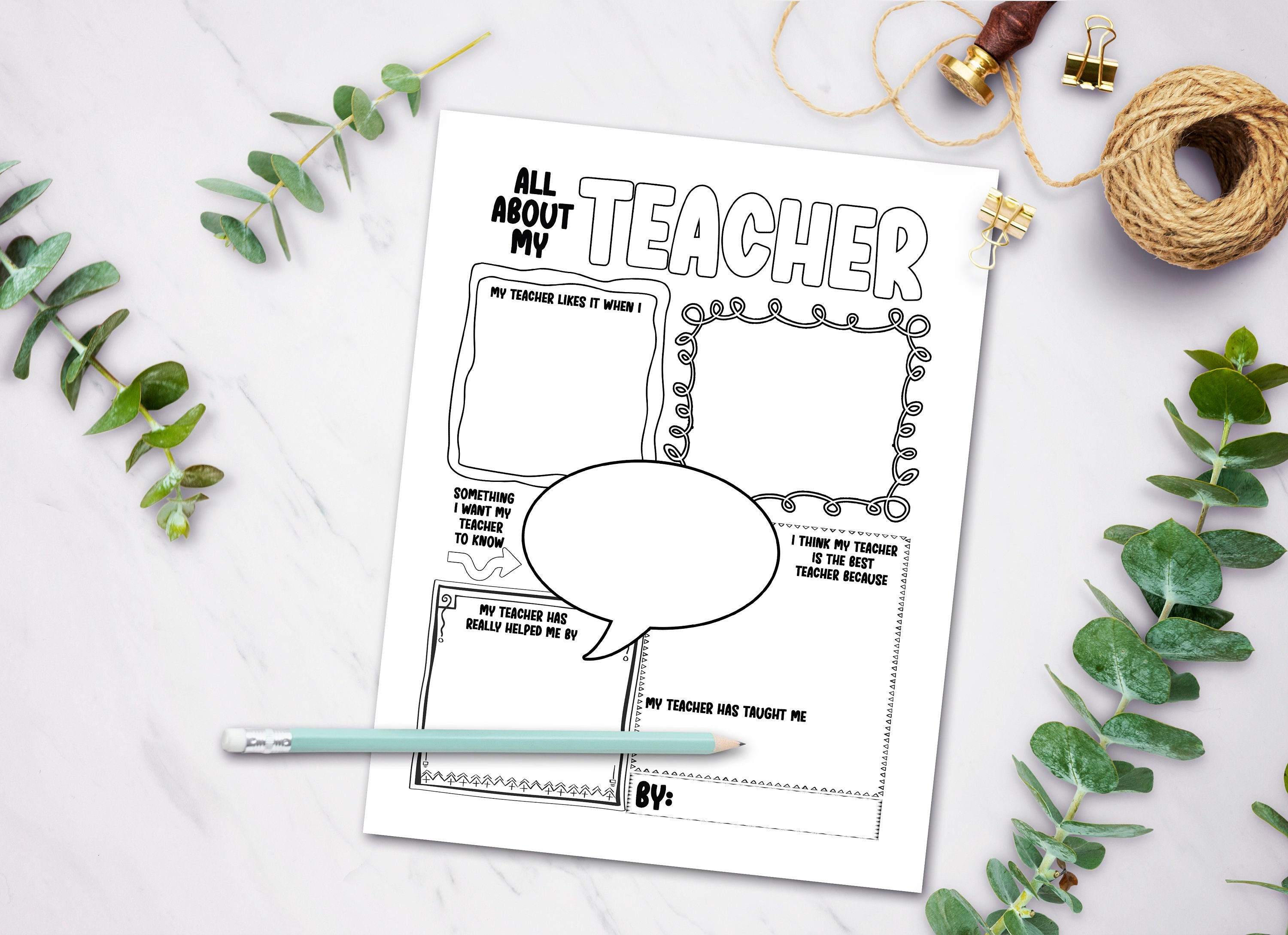 All About My Teacher Printable Teacher Appreciation Teacher - Etsy