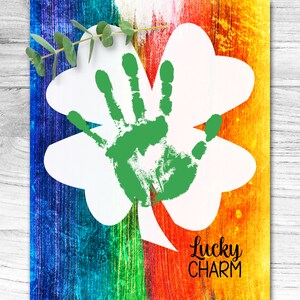 St. Patrick's Day Rainbow Handprint Craft for Kids, DIY Shamrock Art ...