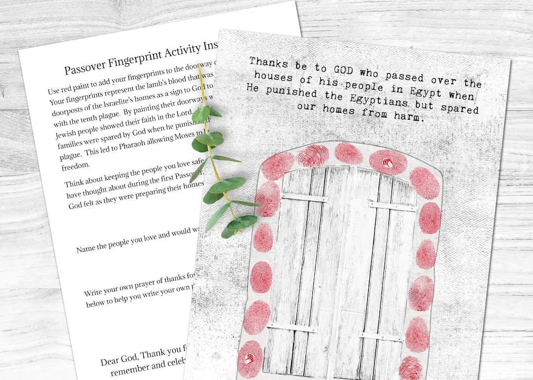 Passover Story Activity for Kids, Printable Pesach Fingerprint Craft ...