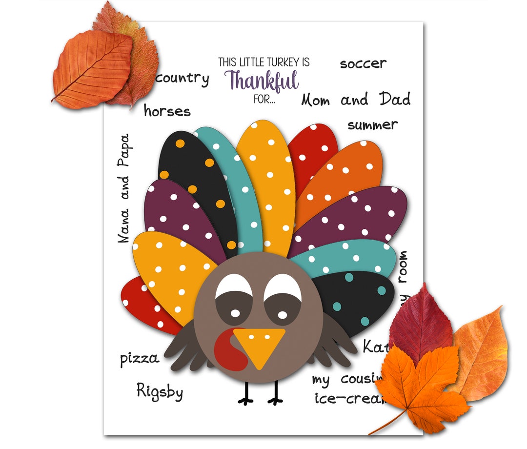 DIY Turkey Craft, Kids DIY Thanksgiving Activity, Gratitude List ...