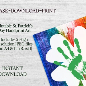 St. Patrick's Day Rainbow Handprint Craft for Kids, DIY Shamrock Art ...