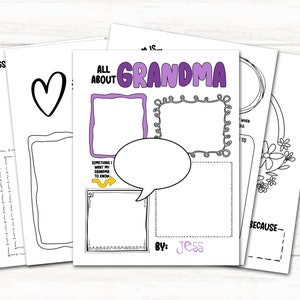 Kids Craft Kit, Instant Download All About Grandma Booklet ...