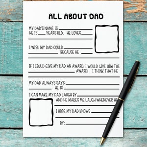 All About Dad, Printable Father's Day Interview, Personalized Birthday ...