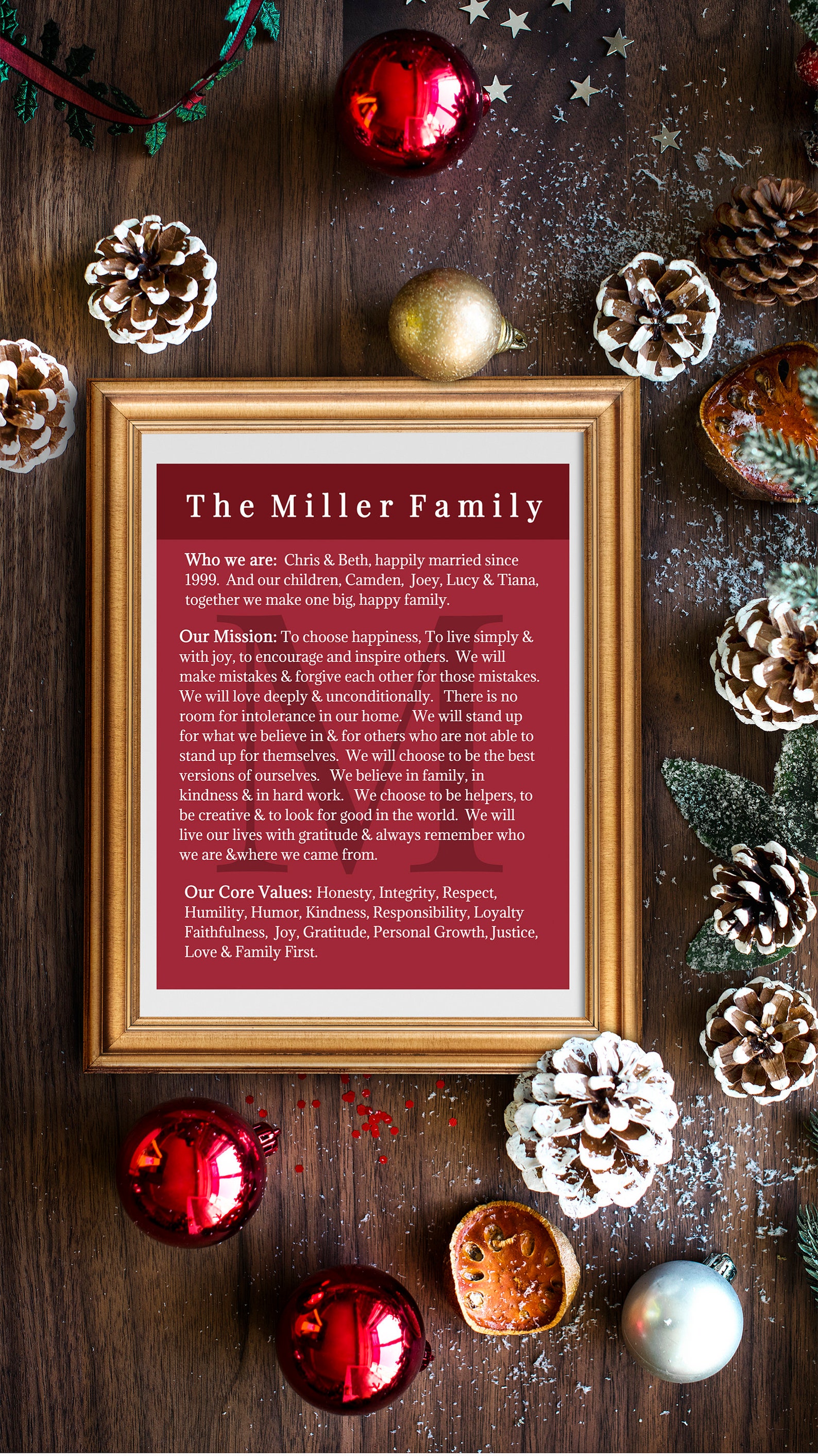 Personalized Family Mission Statement, Printable Family Rules, Unique ...