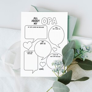 OPA Card, Printable Father's Day Card for Opa, Personalized Birthday ...