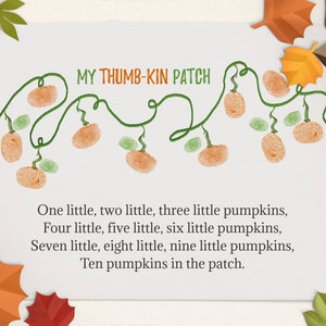Ten Little Pumpkins Thumbprint Art, Preschool Printable, Kindergarten ...