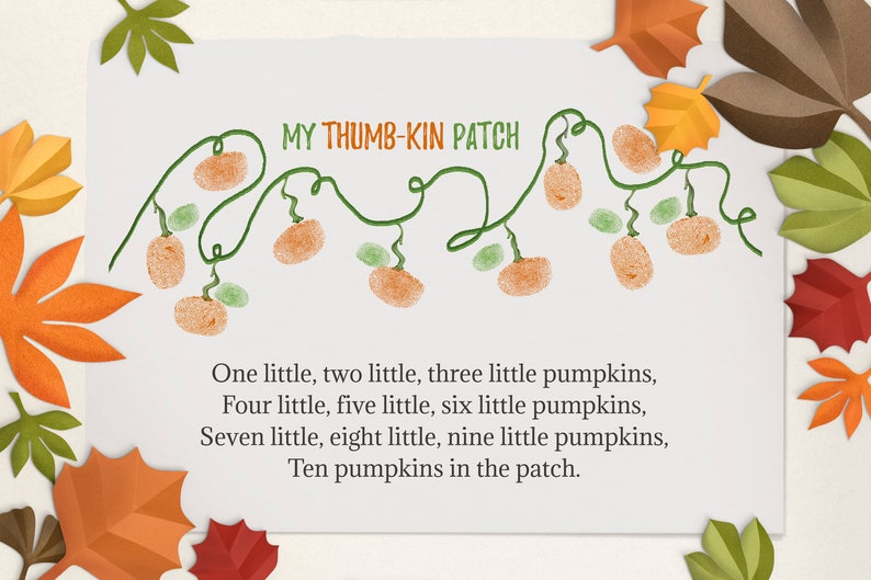 Ten Little Pumpkins Thumbprint Art Preschool Printable - Etsy