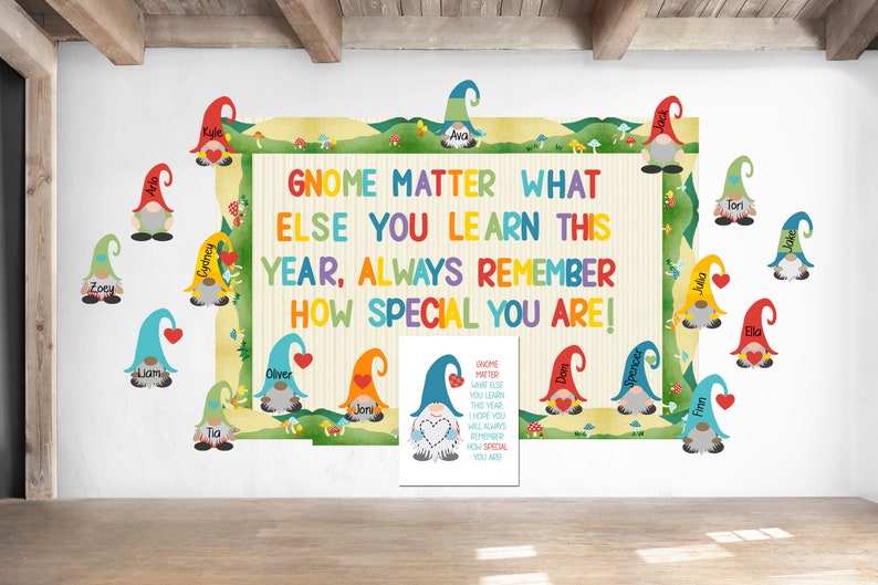 Gnome Classroom Bulletin Board Art: Rainbow Back to School Poster ...