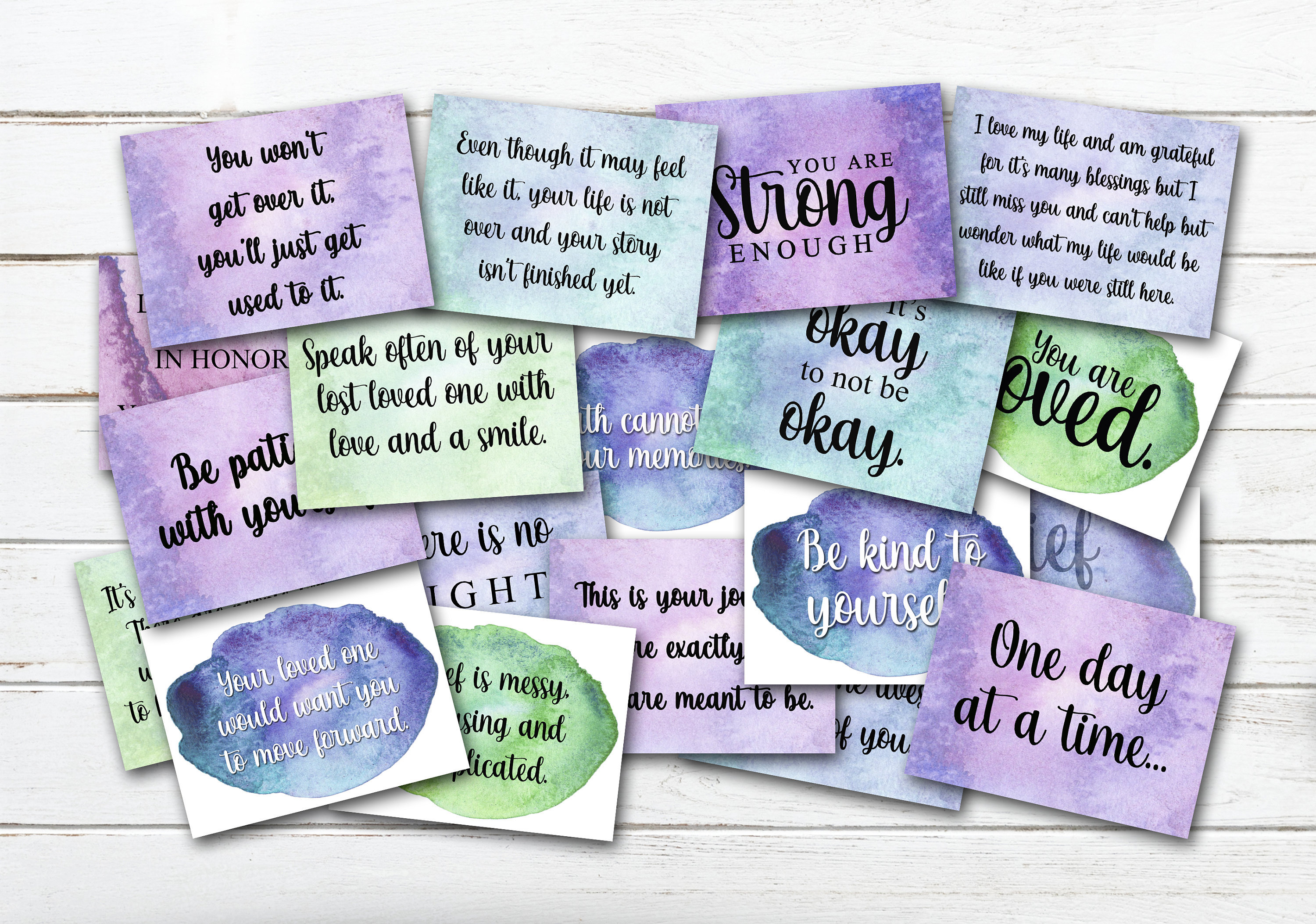 Grief Affirmation Cards, Printable Therapy Cards With Grief Quotes ...