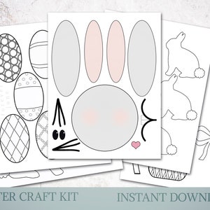 Printable Easter Craft Kit for Kids, DIY Homeschool Coloring Activity ...