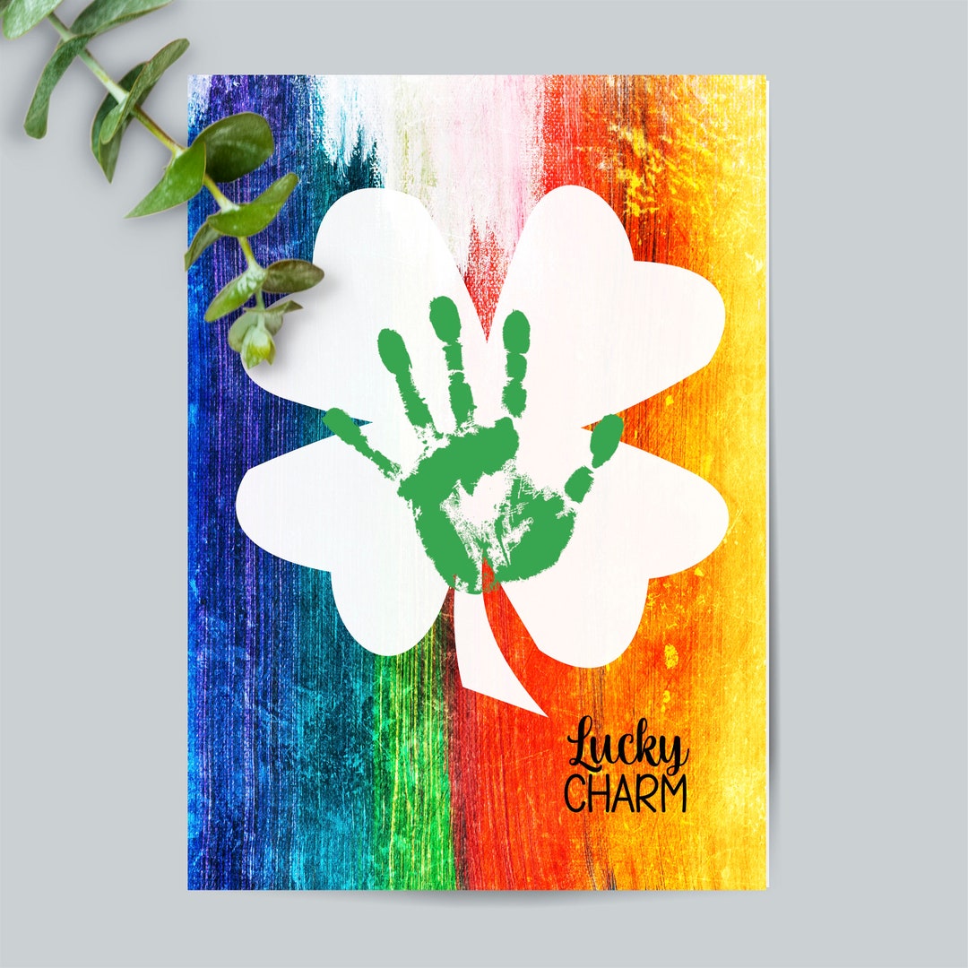 St. Patrick's Day Rainbow Handprint Craft for Kids, DIY Shamrock Art ...
