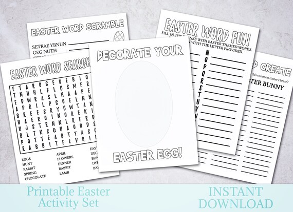 Printable Easter Activity Pack Instant Download Easter | Etsy