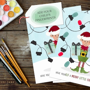 Christmas Fingerprint Art, Elf Crafts for Kids, Printable DIY Holiday ...