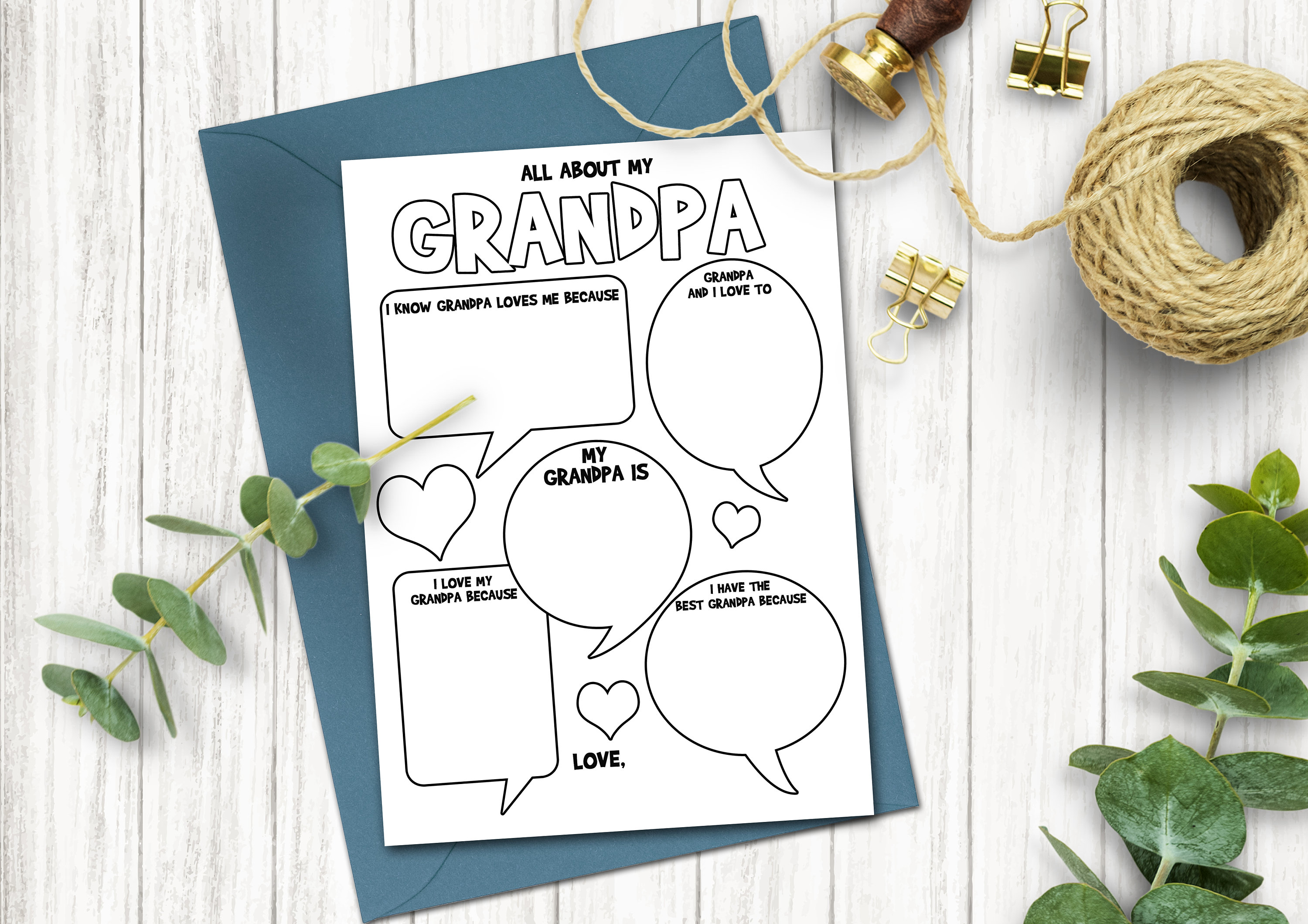 Printable All About Grandpa Fathers Day Card Personalized | Etsy