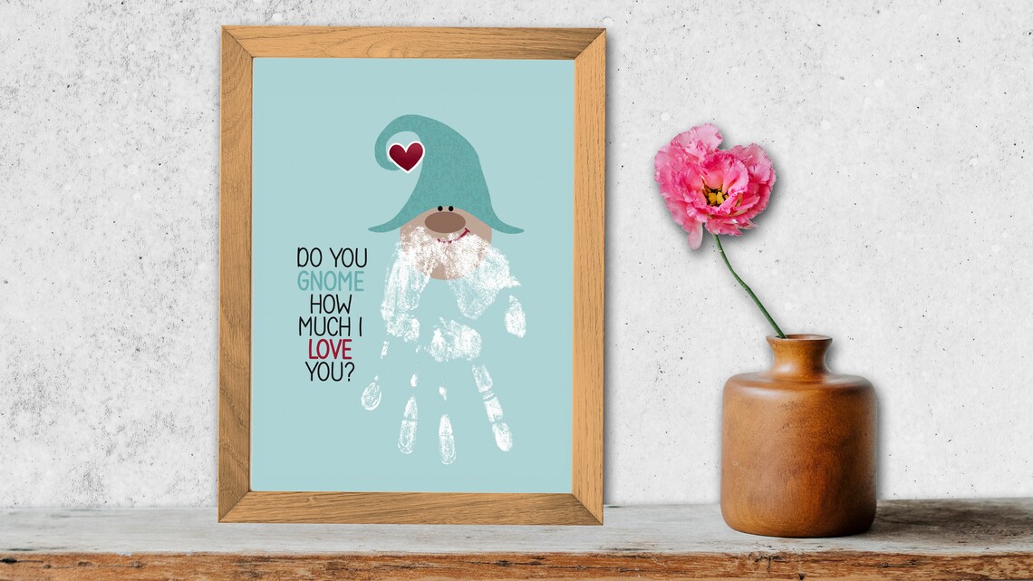 Gnome Handprint Craft for Kids Valentine's Day Gift for | Etsy