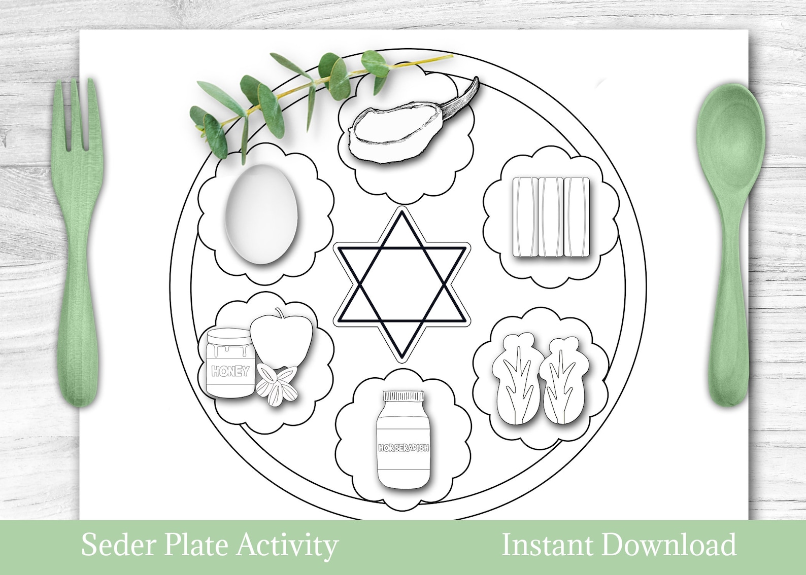Seder Plate Activity for Kids Passover Colouring Pages DIY | Etsy
