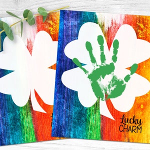 St. Patrick's Day Rainbow Handprint Craft for Kids, DIY Shamrock Art ...
